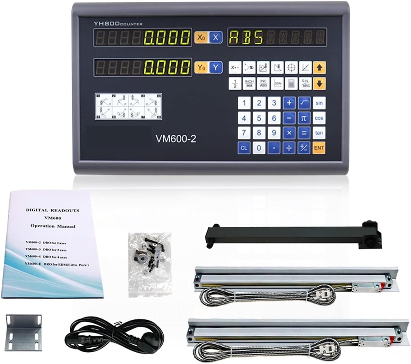 Amazon.com: ZUNDU VM600-2 Digital Readout DRO Set Linear Scales Kit 5U Linear Encoder Lines 50mm ...
