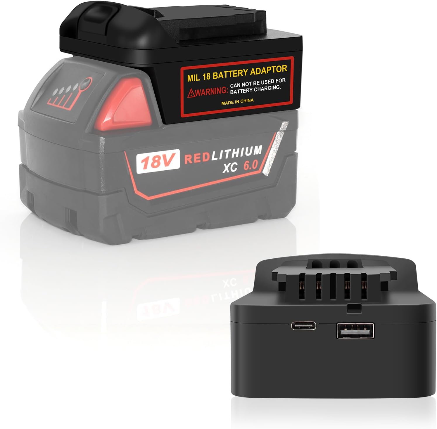 Battery Adapter with USB for Milwaukee M18 to Dewalt 20V MAX Battery ...