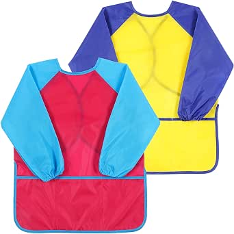 Amazon.com: 2 Pack Kids Art Smock, Kids Painting Aprons with Long ...