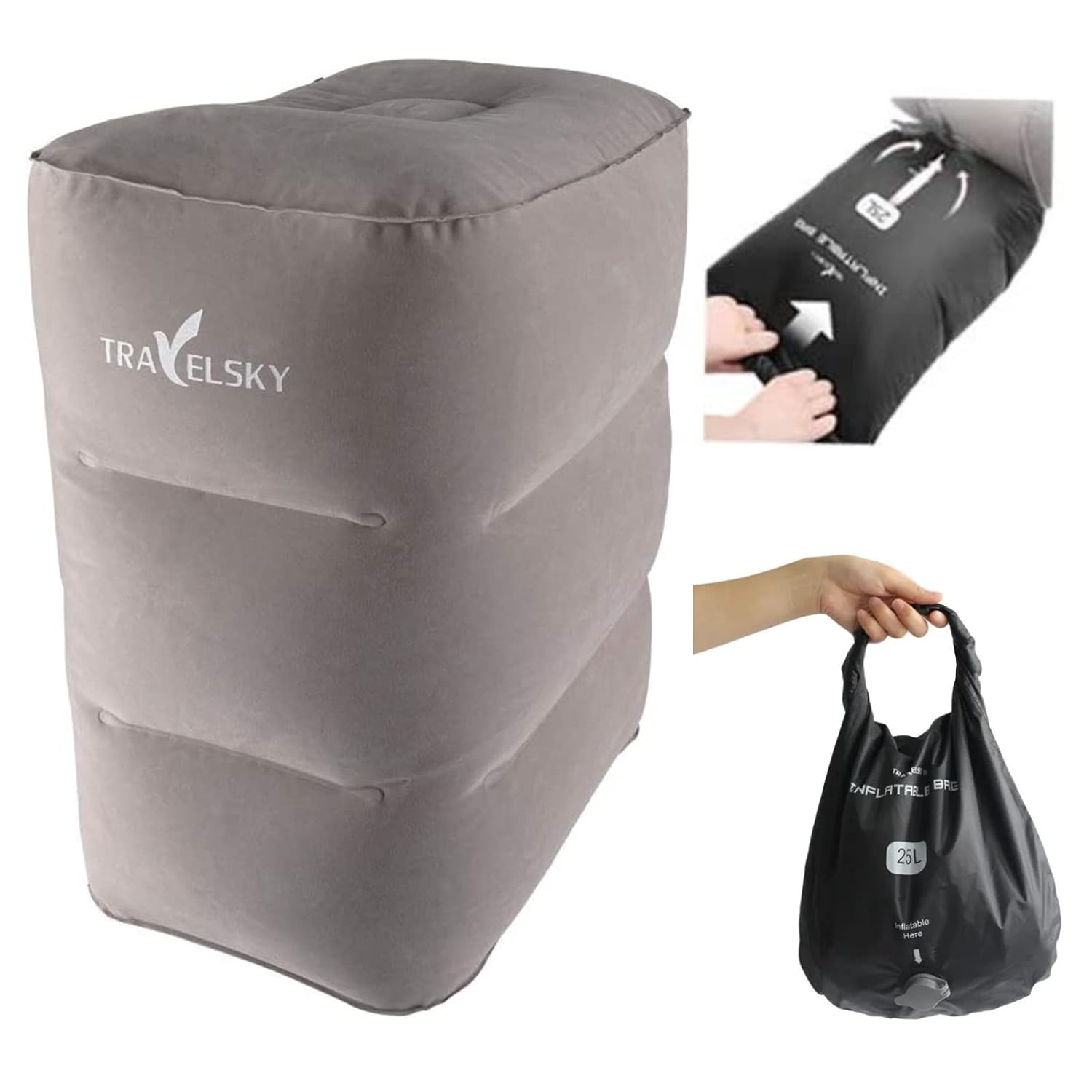The Autostory Travelsky Inflatable Travel Pillow Foot Rest – 2-in-1 ...