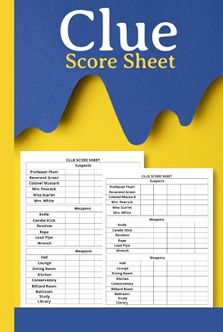 Amazon.com: Clue Score Sheet: Clue Detective Notebook Sheets, Clue ...
