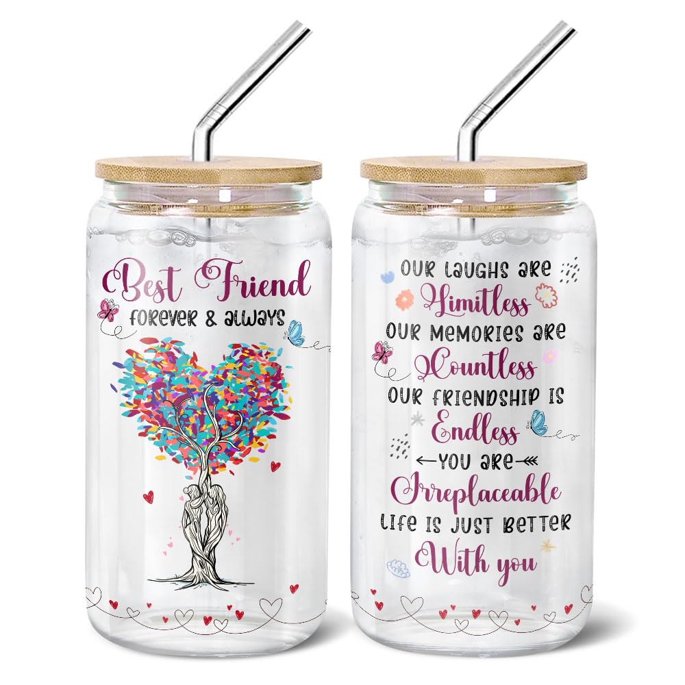 Amazon.com: POTINAL Butterfly Decorations Glass Cup Best Friend ...
