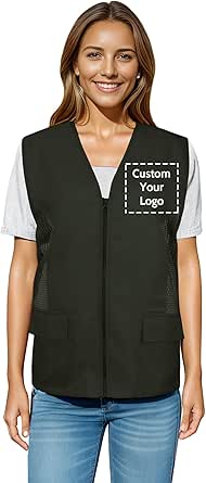 TopTie Custom Zipper Supermarket Vest Printing Embroiderey Advertising ...