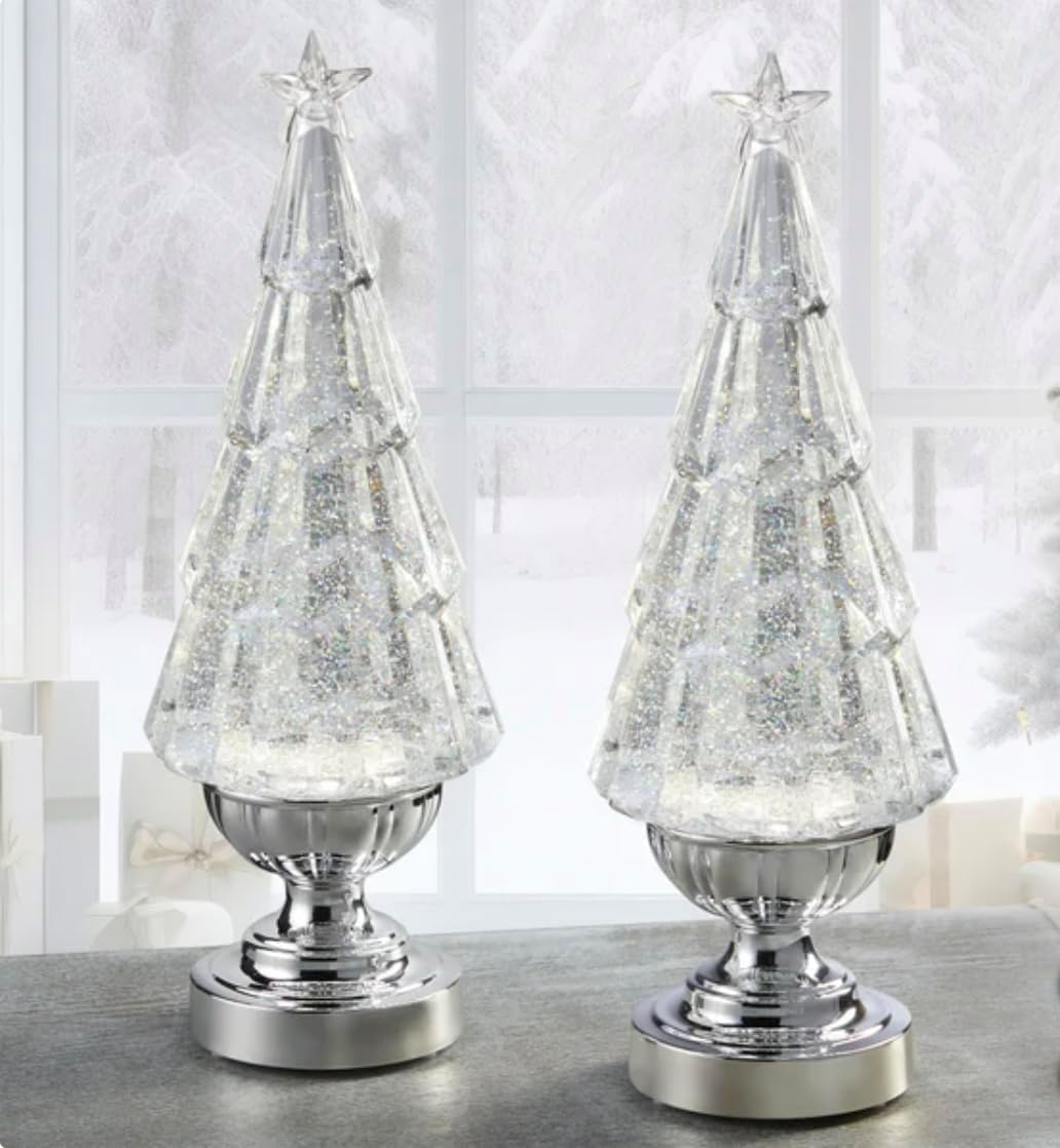 Amazon.com: Christmas 14'' Lighted Glitter Tree Lantern,Glittering ...