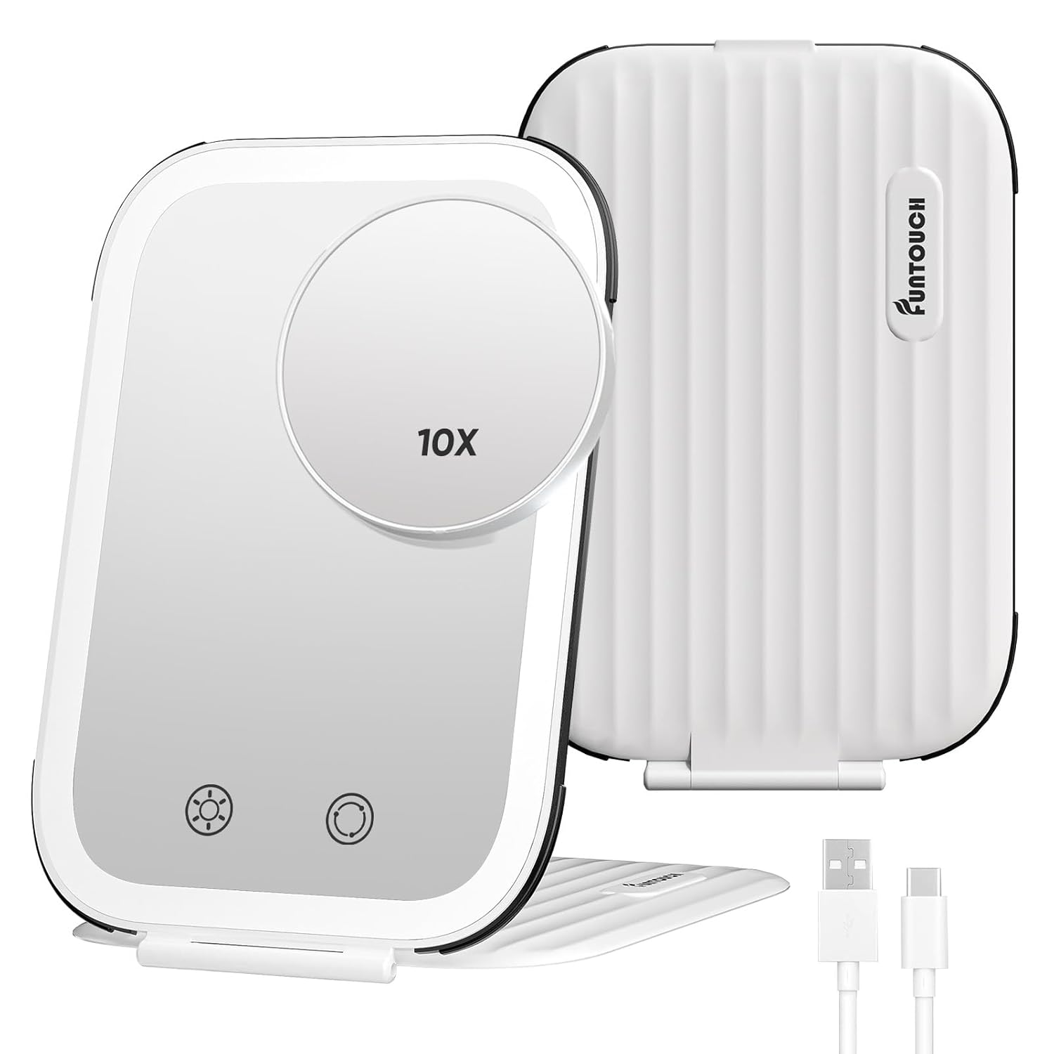 Amazon.com: FUNTOUCH Rechargeable Travel Makeup Mirror with Lights and ...
