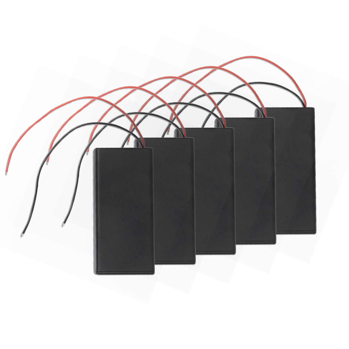 (PACK OF 5)18650 x 2 Cell battery holder with cover and On/Off Switch ...