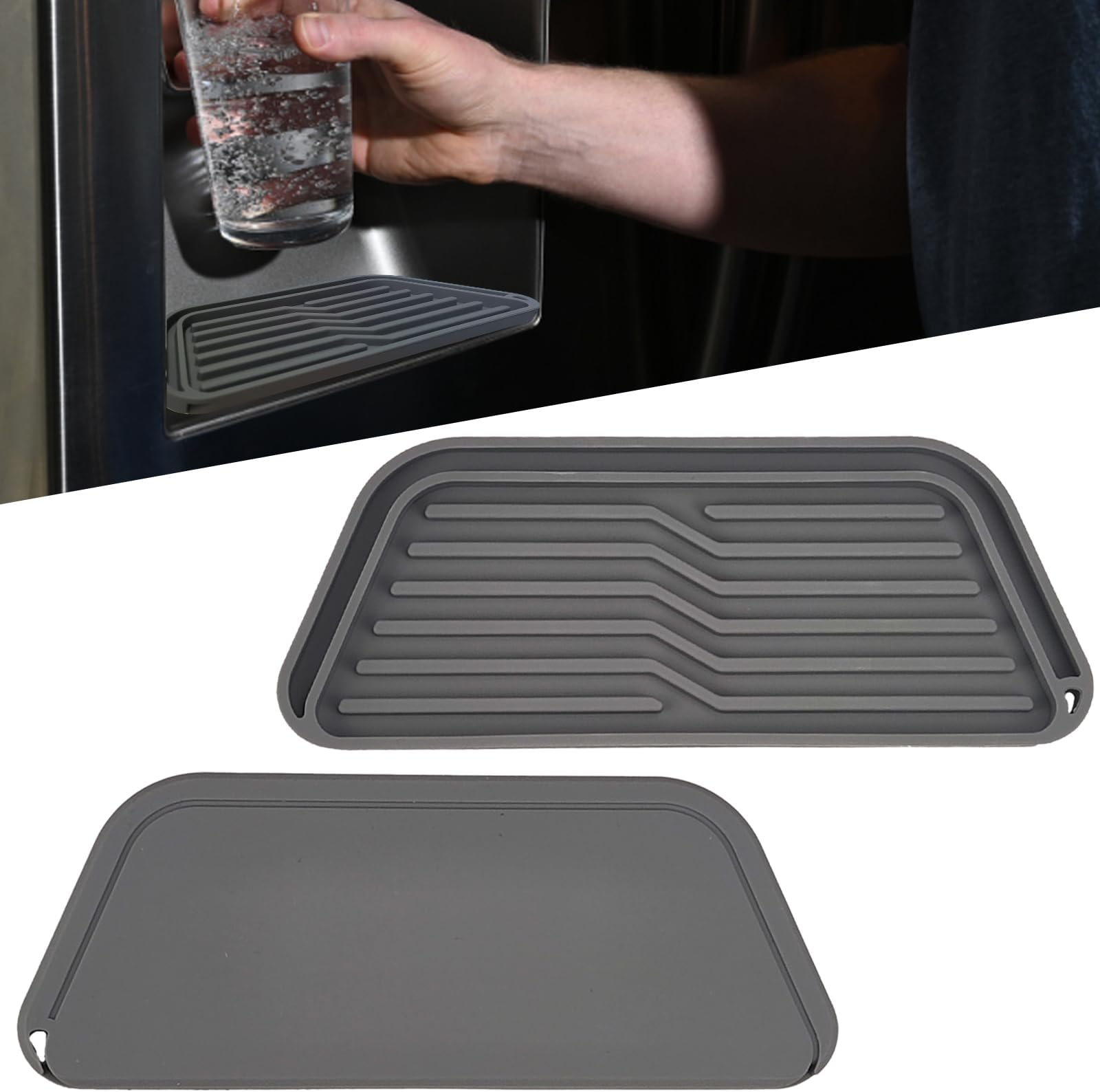 Amazon.com: POUYRBA Refrigerator Drip Catcher Tray, 2pc Grey Silicone ...