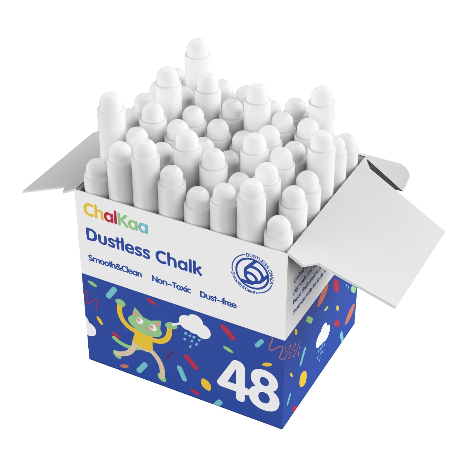 Amazon.com : ciAmore Dustless White Chalk, 48PCS Washable Chalks Stick ...