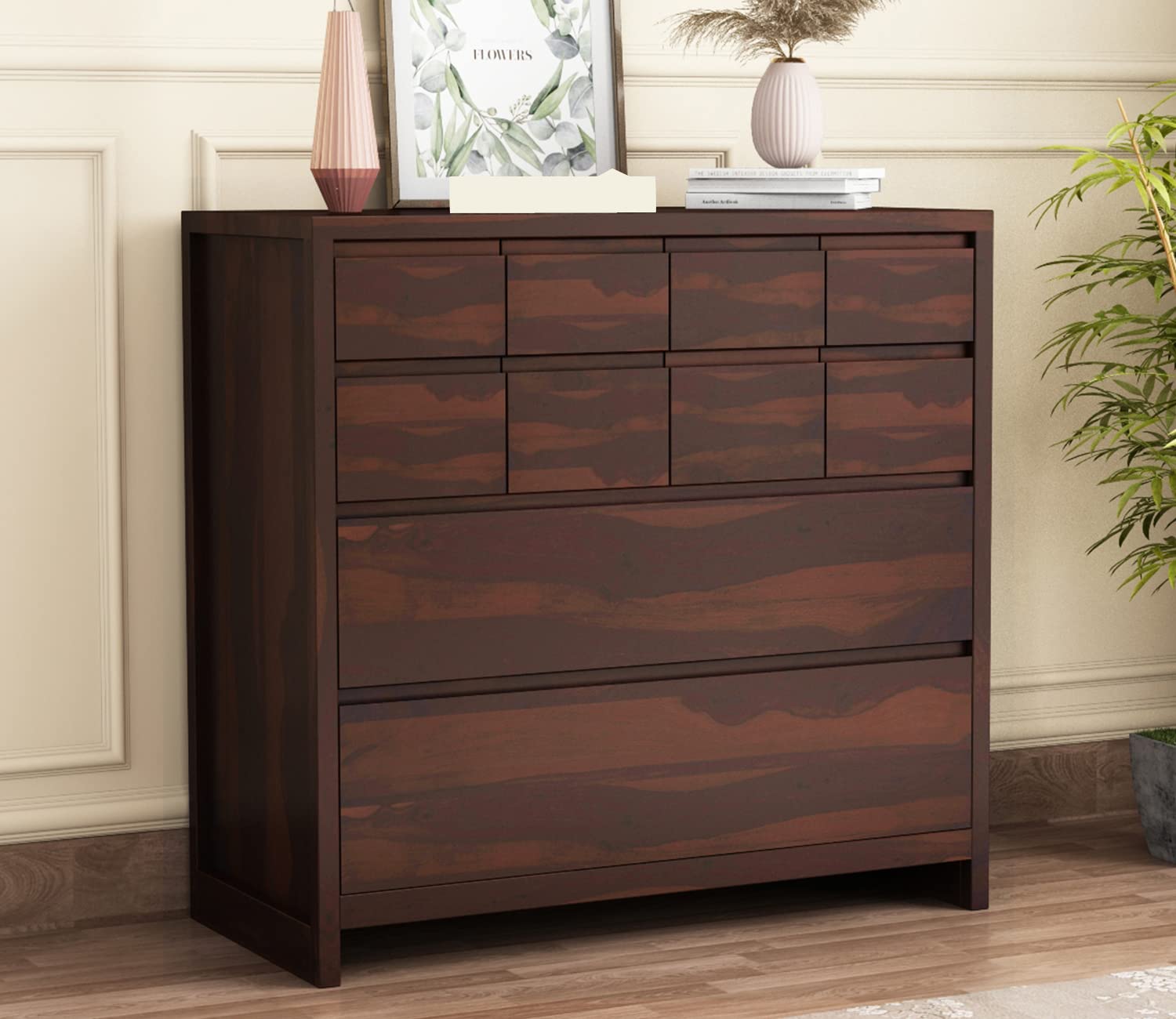 GateWay Furniture Handcrafted Sheesham Wood 10-Drawer Chest of Drawers ...