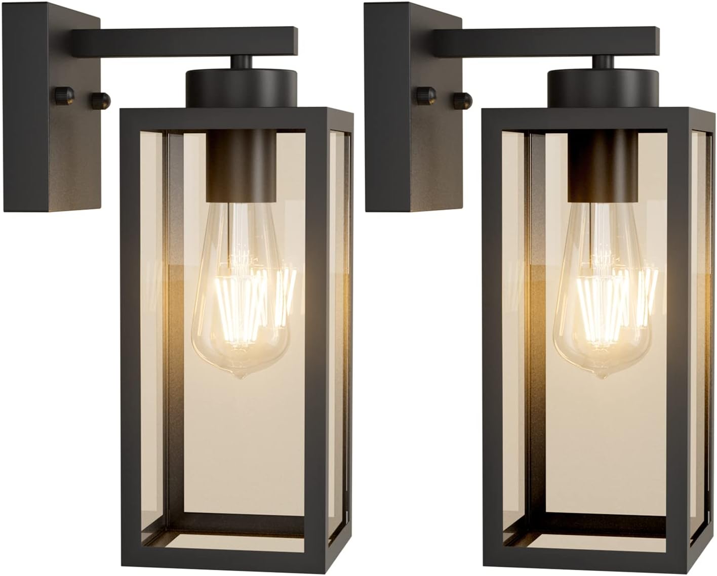 Tipace Outdoor Wall Lantern 2 Pack Black Exterior Wall Sconce with ...