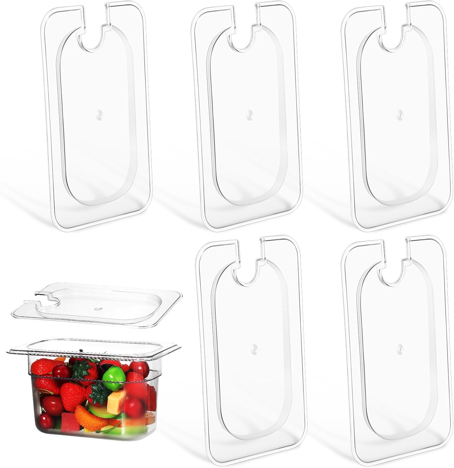 Amazon.com: Hsei 6 Pcs Polycarbonate Notched Food Pan Lids with Handle ...