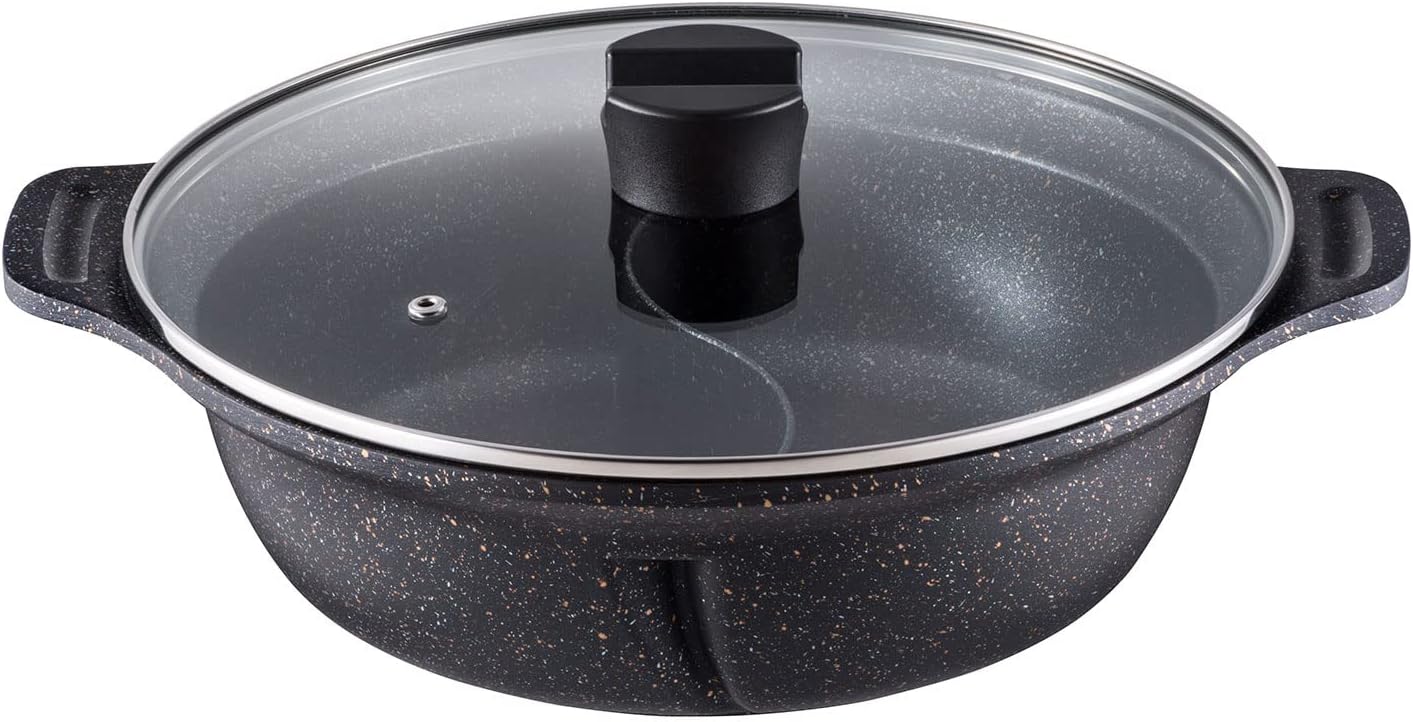 Amazon｜ベストコ IH 二食鍋 ガラス蓋付 26cm マーブルダイヤモンドコート ND-4591 ビストロ・ドゥエシェルタ｜片手鍋 ...