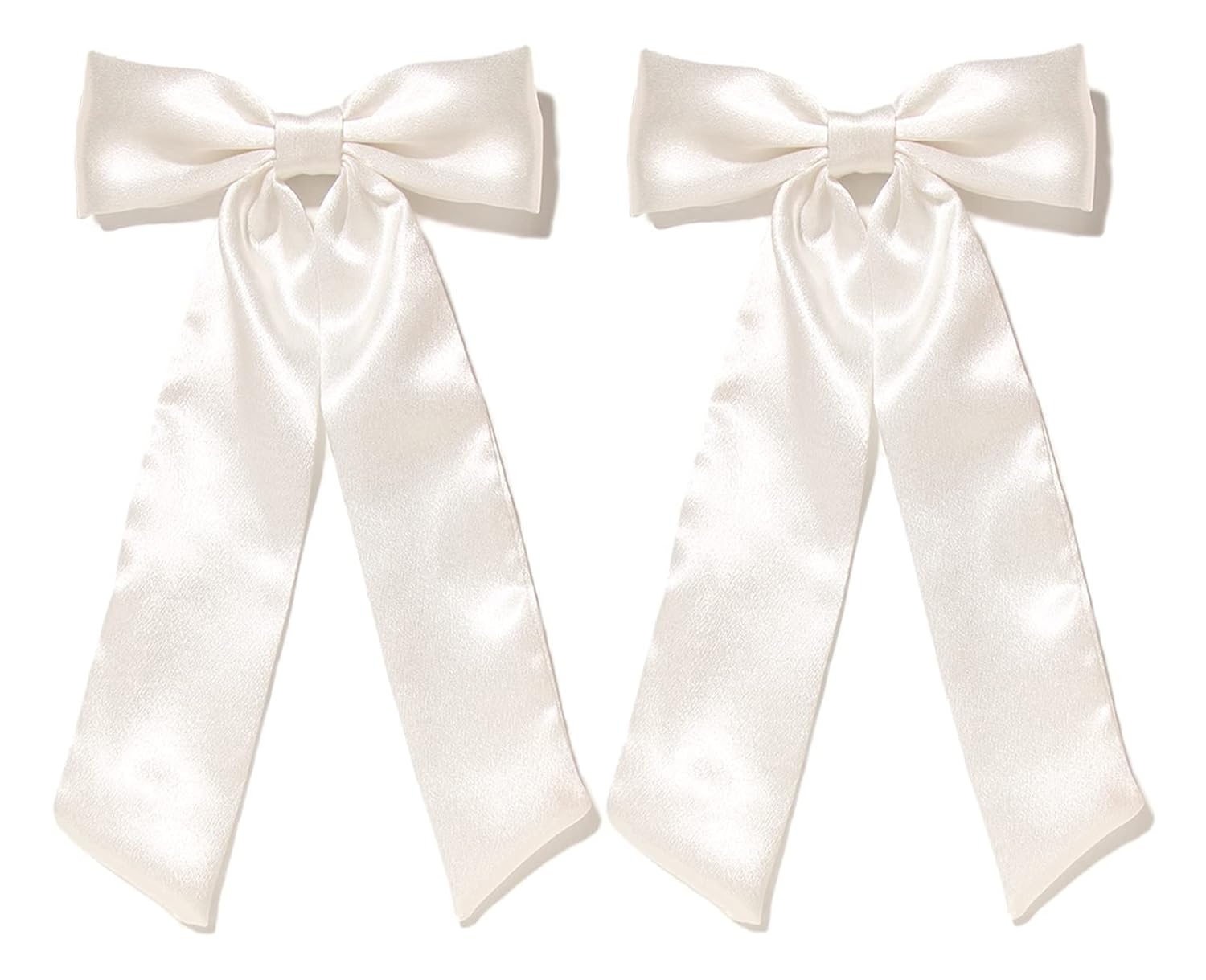 Amazon.com : Furling Pompoms Hair Bow Clips for Women,White Hair Bows ...