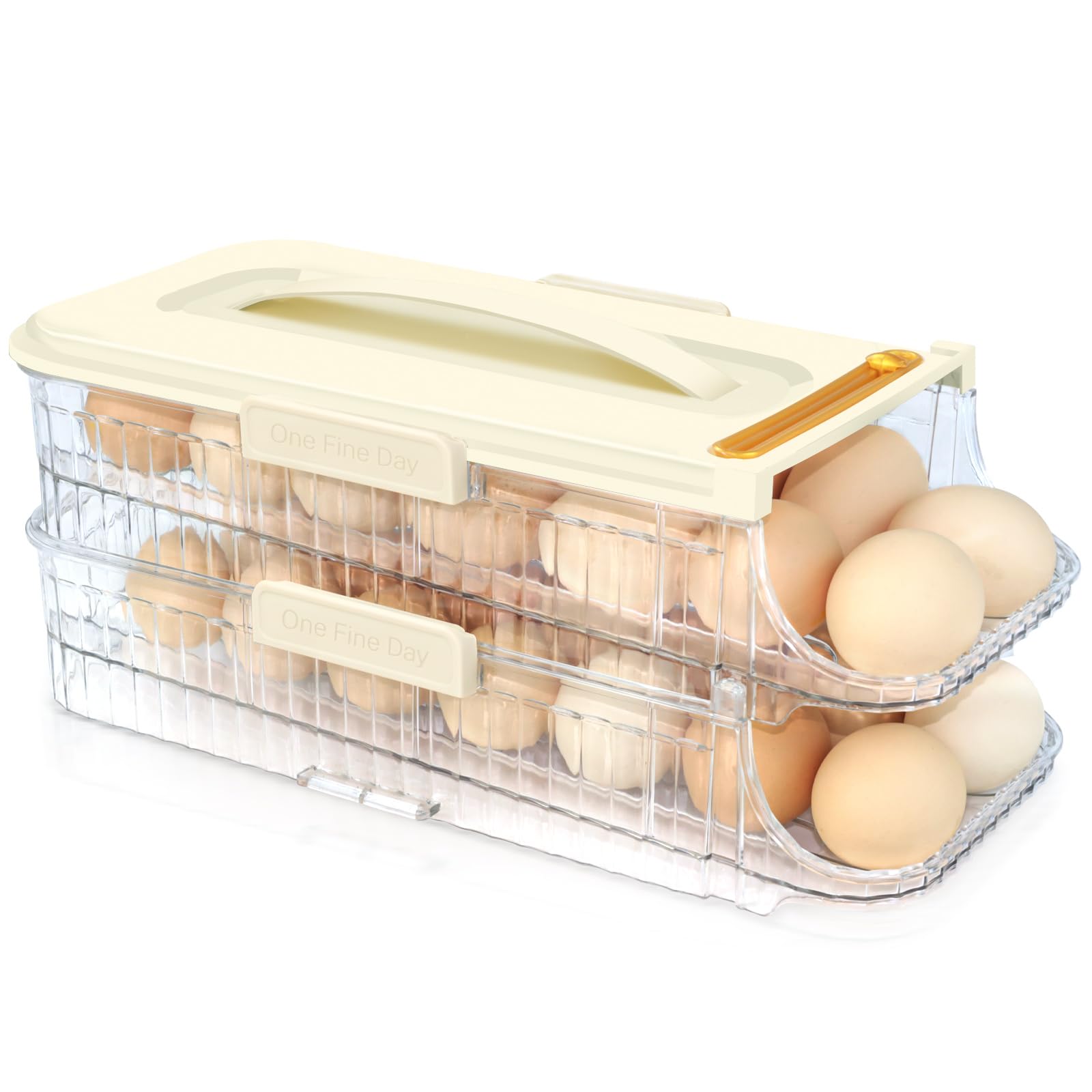Amazon.com: Sekonow Egg Holder for Refrigerator with Handle, Rolling ...