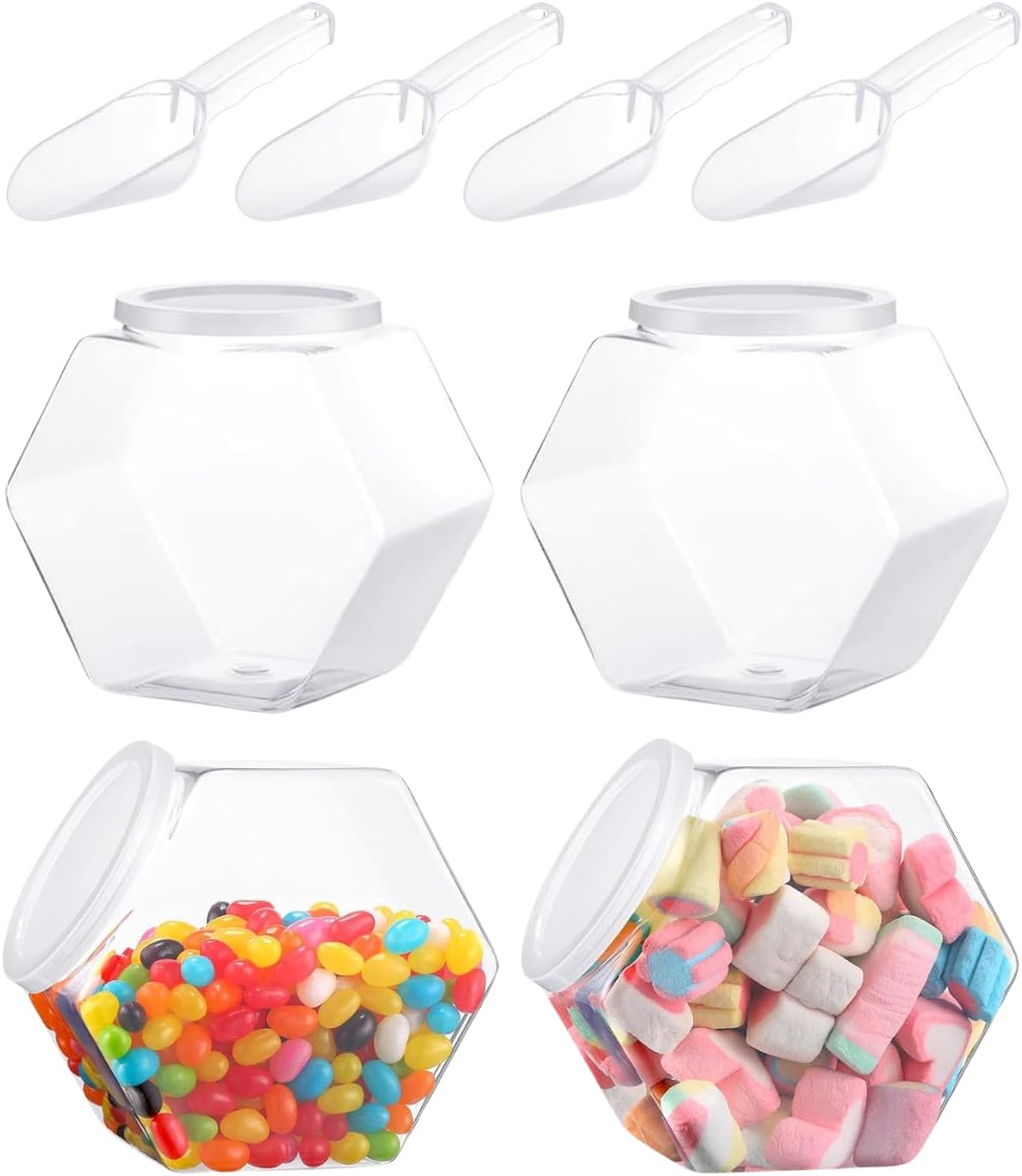 Amazon.com: Umigy 4 Sets Plastic Candy Jar with Lid for Candy Buffet ...