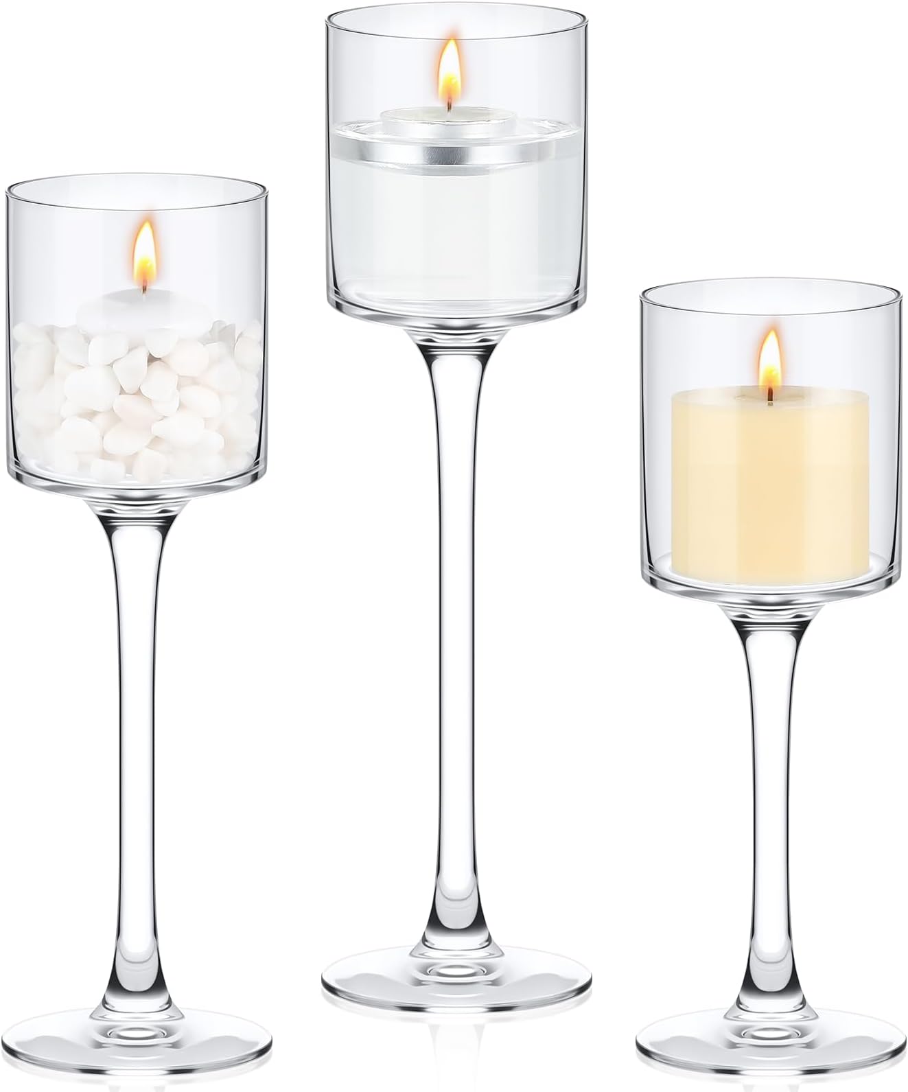 Amazon.com: Havawish 6 Pcs Tall Floating Candle Holder Glass Candle ...