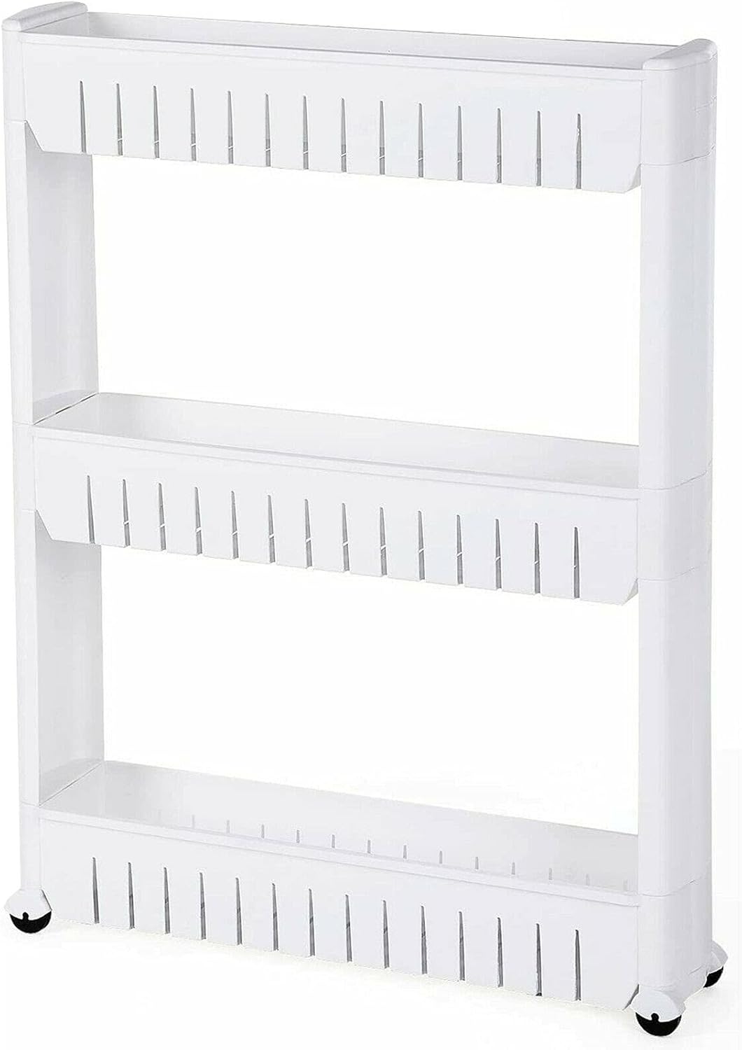 ZENO 3-Tier Slim Slide Out Kitchen Storage Trolley Cart White | Rolling ...