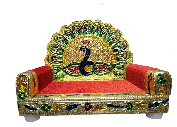 Buy Sloka Peacock Wood Singhasan for Laddu Gopal / Kanha / Ganesh | God ...