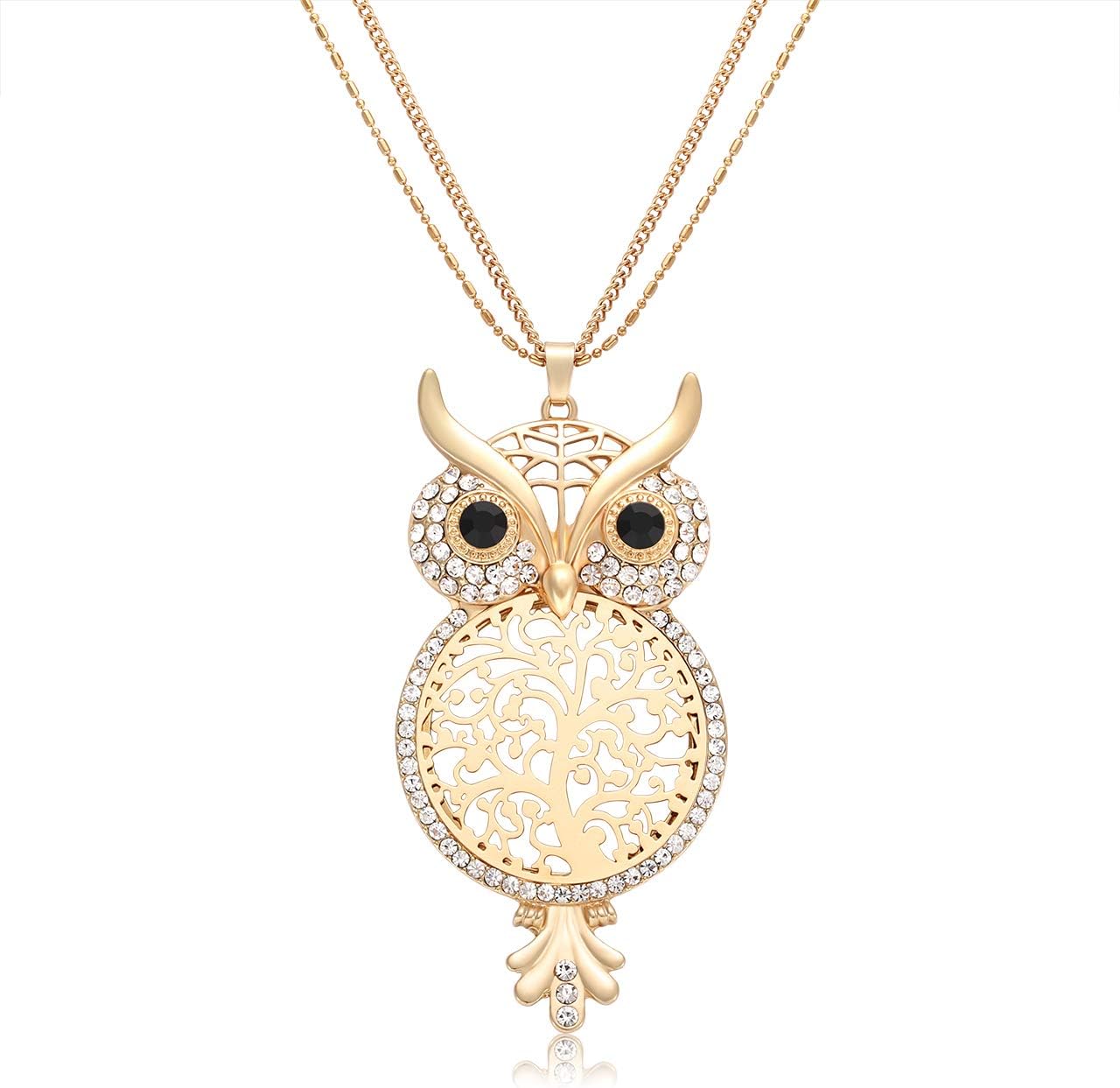 Amazon.com: MOLOCH Owl Necklace Tree of Life Pendant Necklace Sparkling ...