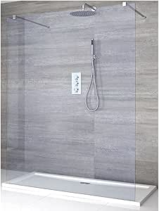 Milano Portland-Luna - Chrome Floating Frameless Wet Room Shower Enclosure with Smoked Glass ...