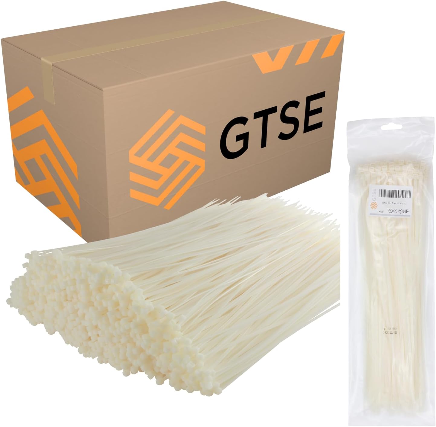 Amazon.com: GTSE 14 inch White/Clear Zip Ties, 8,000 Bulk Contractors ...