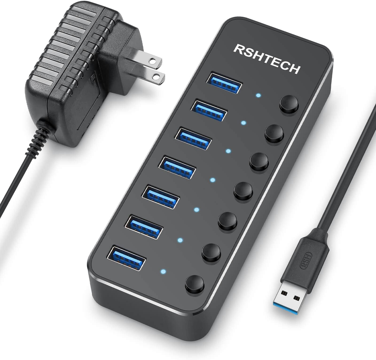 Amazon.com: 36W Powered USB Hub - ACASIS 7 Ports USB 3.0 Data Hub ...