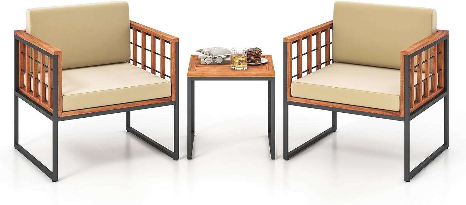 HAPPYGRILL 3 Pieces Wood Patio Furniture Set User Manual