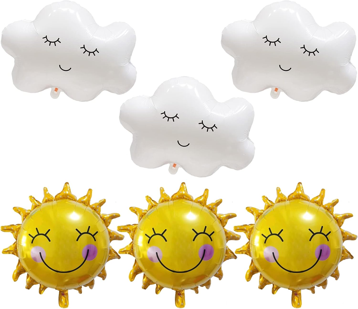 Amazon.com: 6 Pcs White Cloud Sun Foil Balloons Sunshine Sun Cloud ...