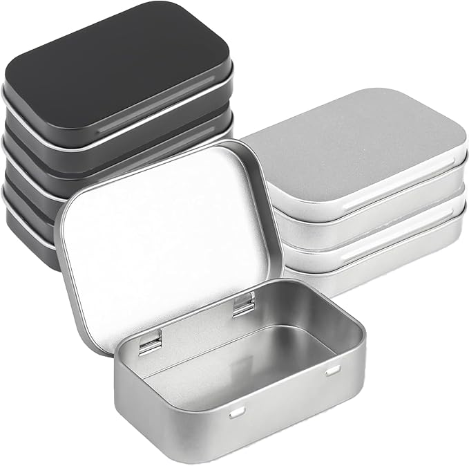 Small tins,Rectangular Tins Metal Container Empty Hinged Portable ...