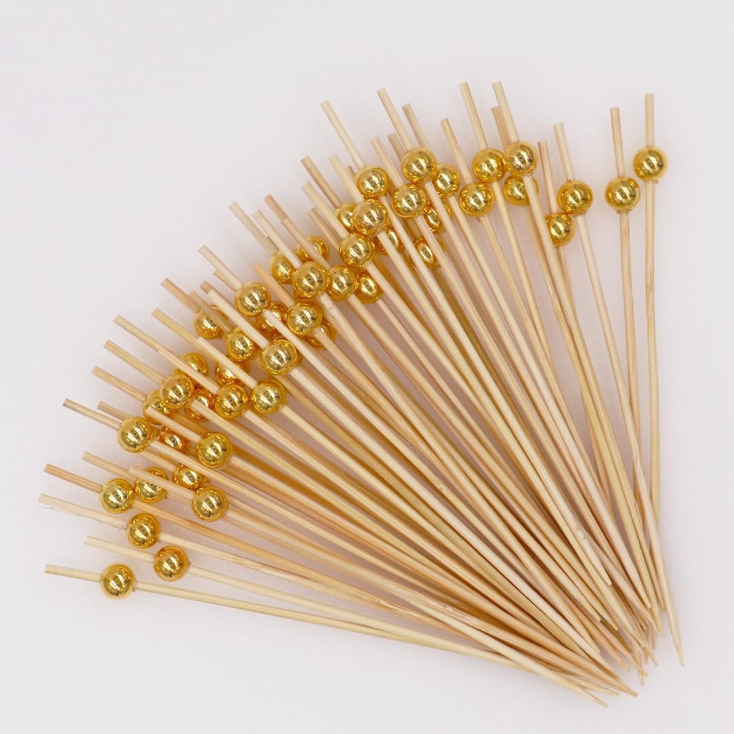 Amazon.com | YIPING 100 PCS Golden Flower Shaped Bamboo Fruit ...