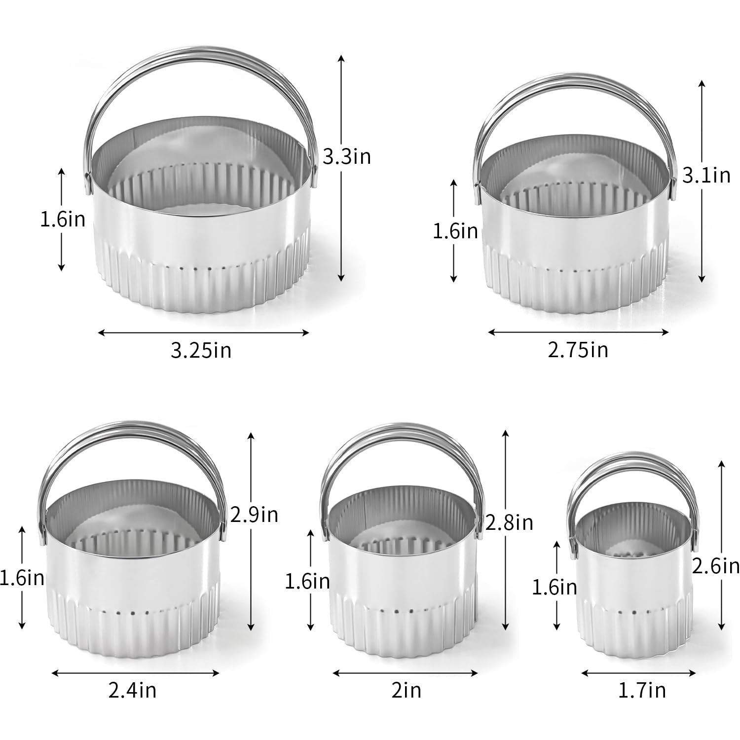 Snapklik.com : ALLTOP 5 Piece Round Biscuit Cutters