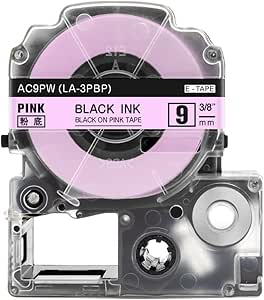 Amazon | キングジム テプラPRO 用 互換 テープ カートリッジ 9mm SC9PW 対応 SC9Pの強粘着 ピンク地 黒文字 | テープ | 文房具・オフィス用品