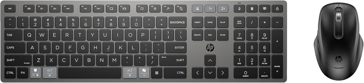HP 720 Multi-Device Rechargeable Wireless Keyboard and Mouse Combo ...