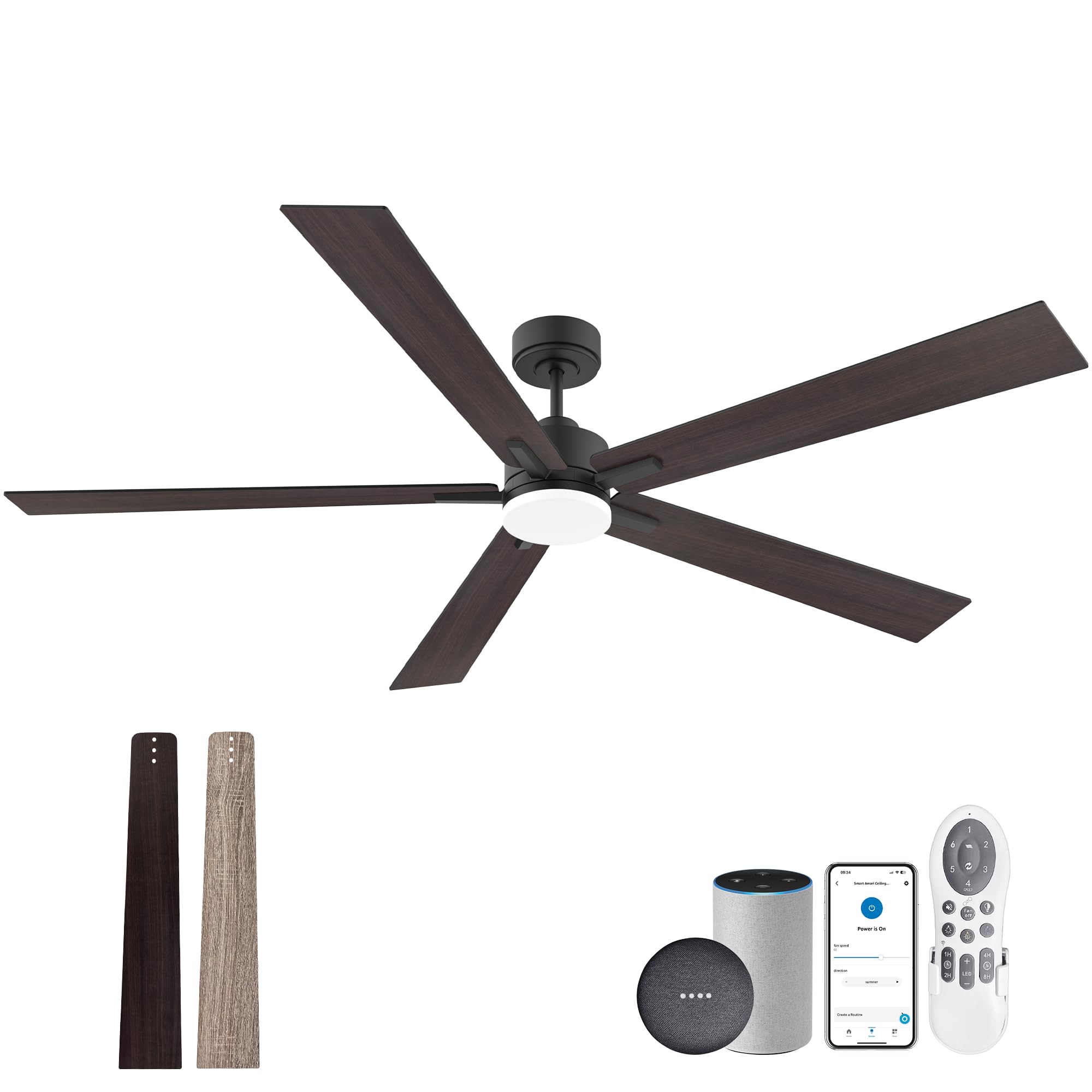 72” Large Smart Ceiling Fan with Lights Remote,Silent DC Motor,Control ...