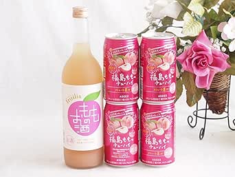 Amazon.co.jp: Peach Liquor Set of 5 (Japan-made Momo Sake, Fukushima ...