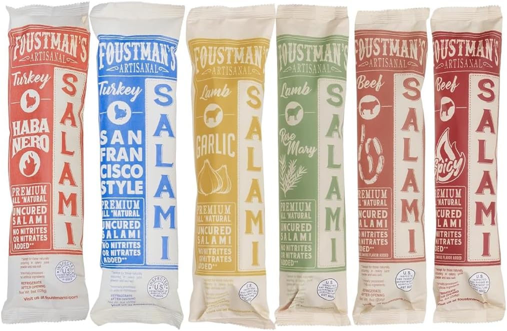 Amazon.com: Foustman's Salami Pork Free Mix Pack of 6, Nitrate-Free ...