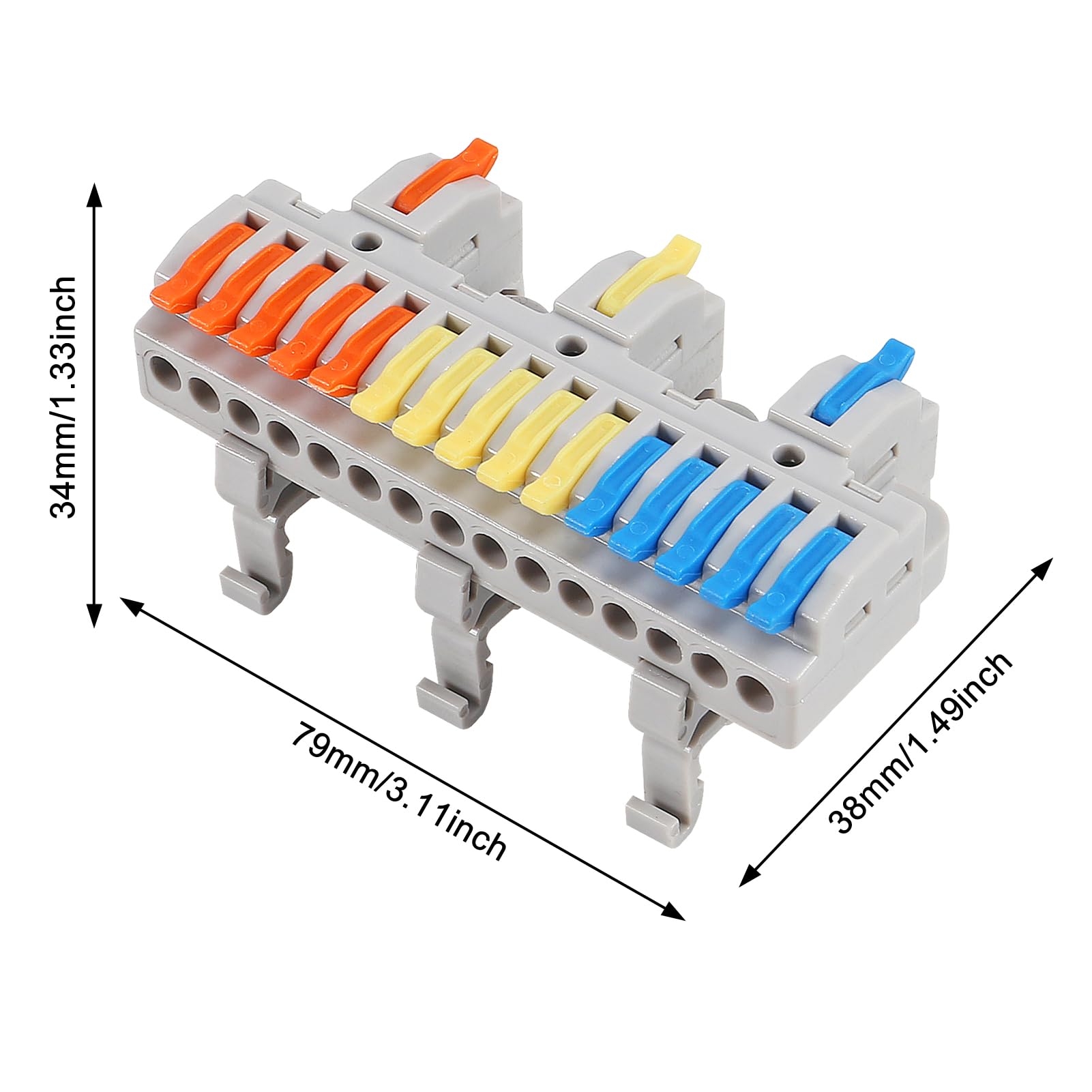 Snapklik.com : AITRIP 10PCS DIN Rail Terminal Blocks 28-12AWG Quick ...