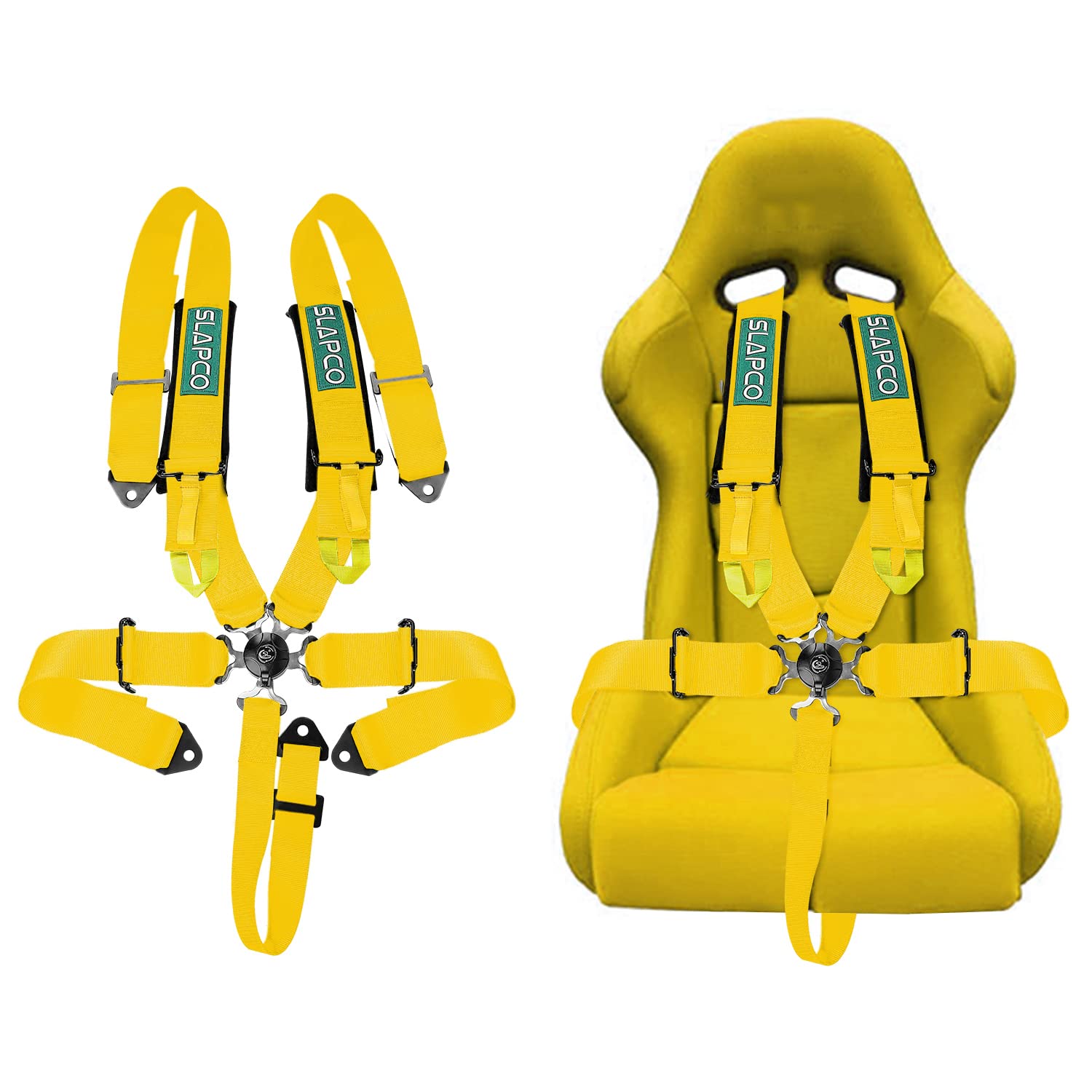 Snapklik.com : BESTZHEYU 1PC Yellow 5-Point Racing Safety Harness Set