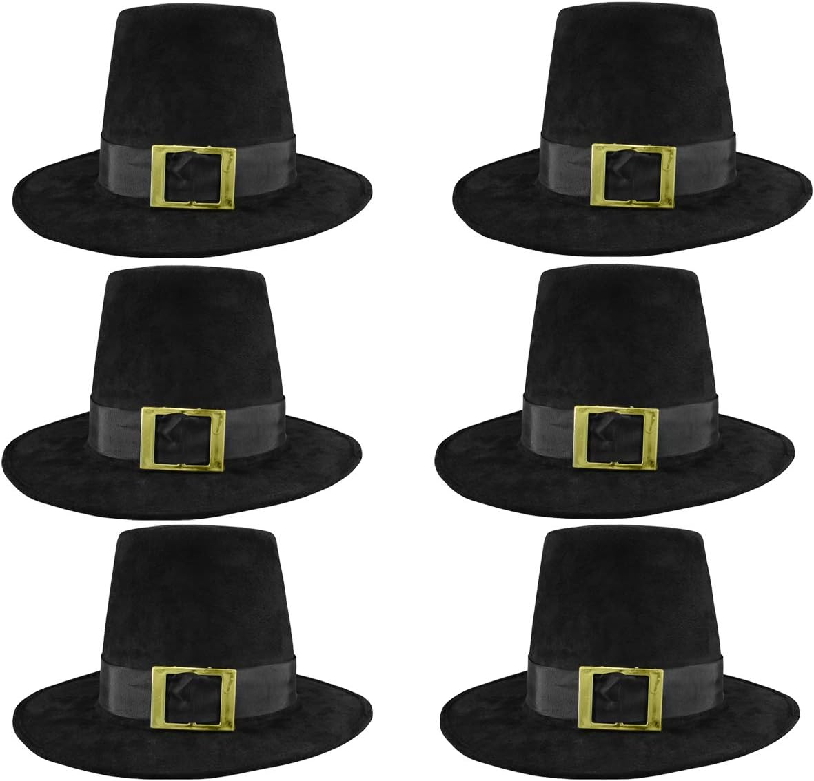 Amazon.com: Deluxe Pilgrim Hat Costume Top Hat, (Pack of 6), Black, One ...