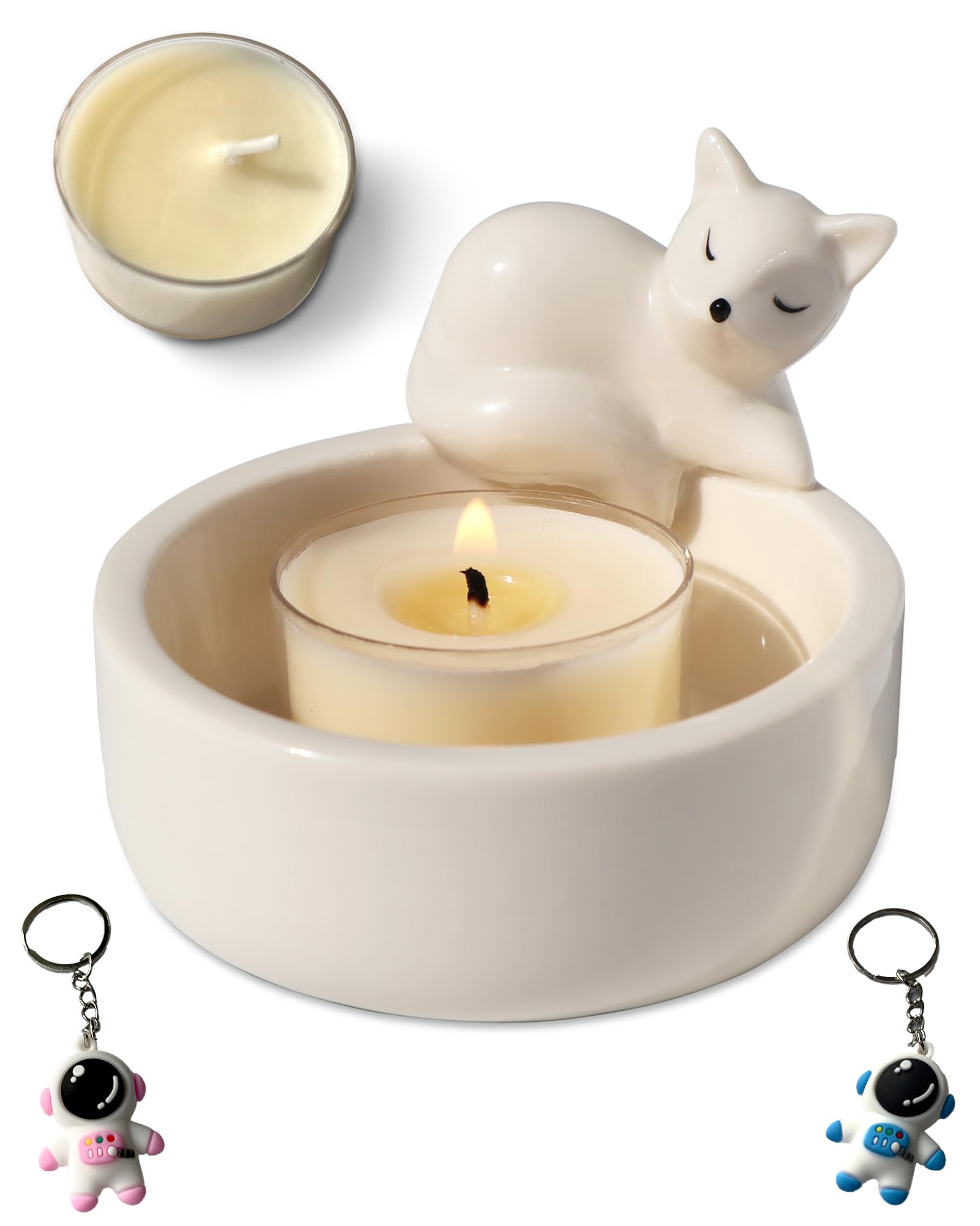 Amazon.com: Fox Candle Holder & Tea Light Candle, Cute Handmade Ceramic ...