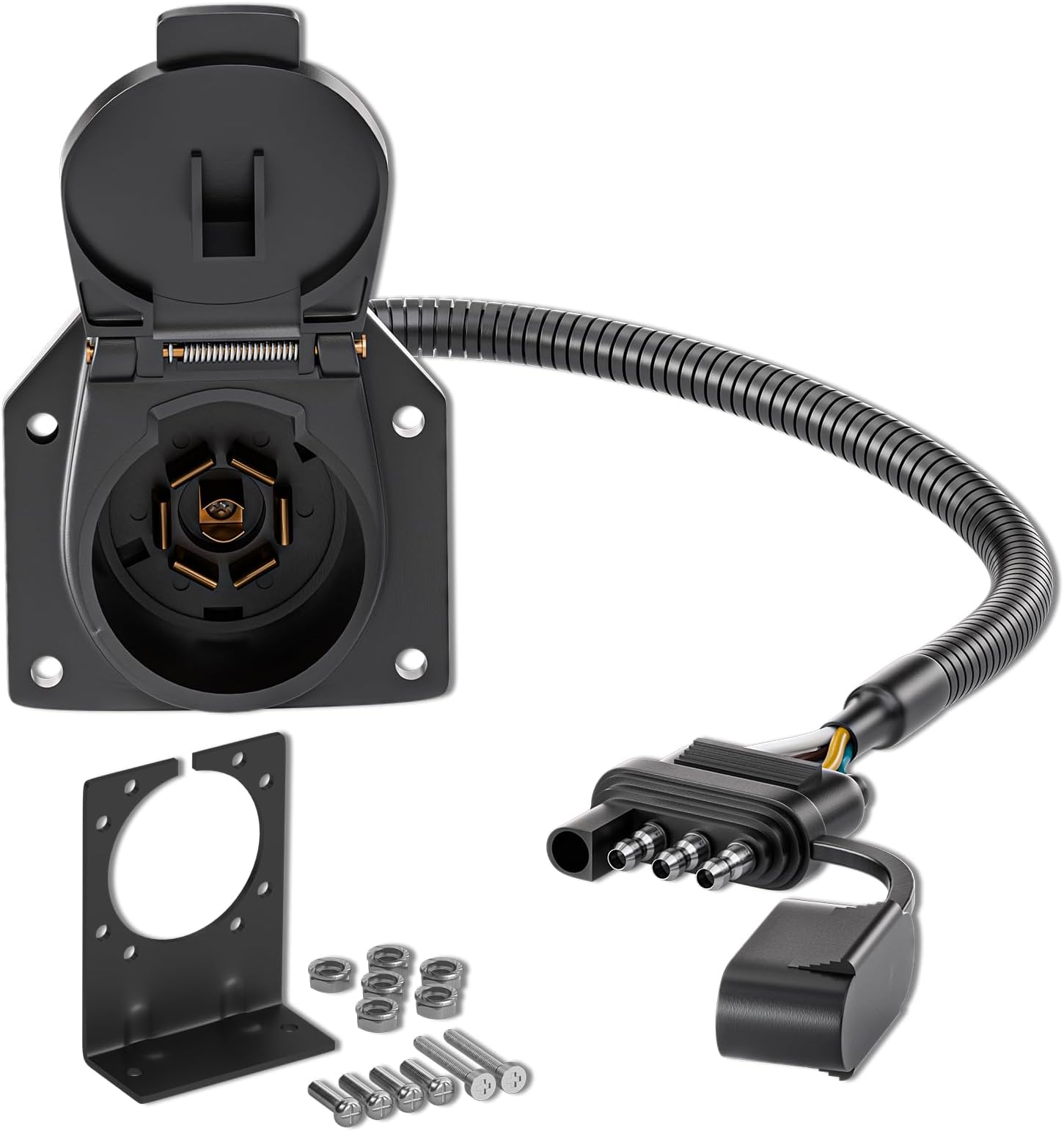 Amazon.com: Goupchn 4-Pin to 7-Way Round Blade Trailer Adapter with ...