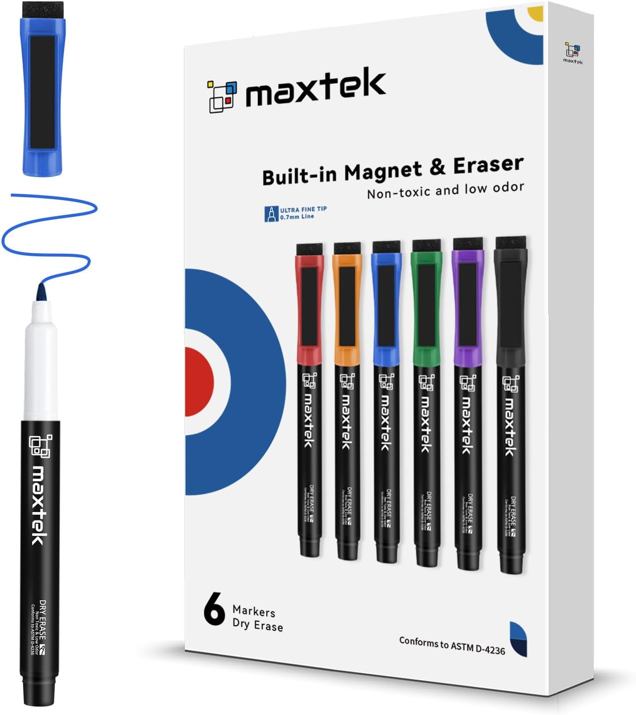 Amazon.com: maxtek Magnetic Dry Erase Markers Ultra Fine Tip, 0.7mm ...