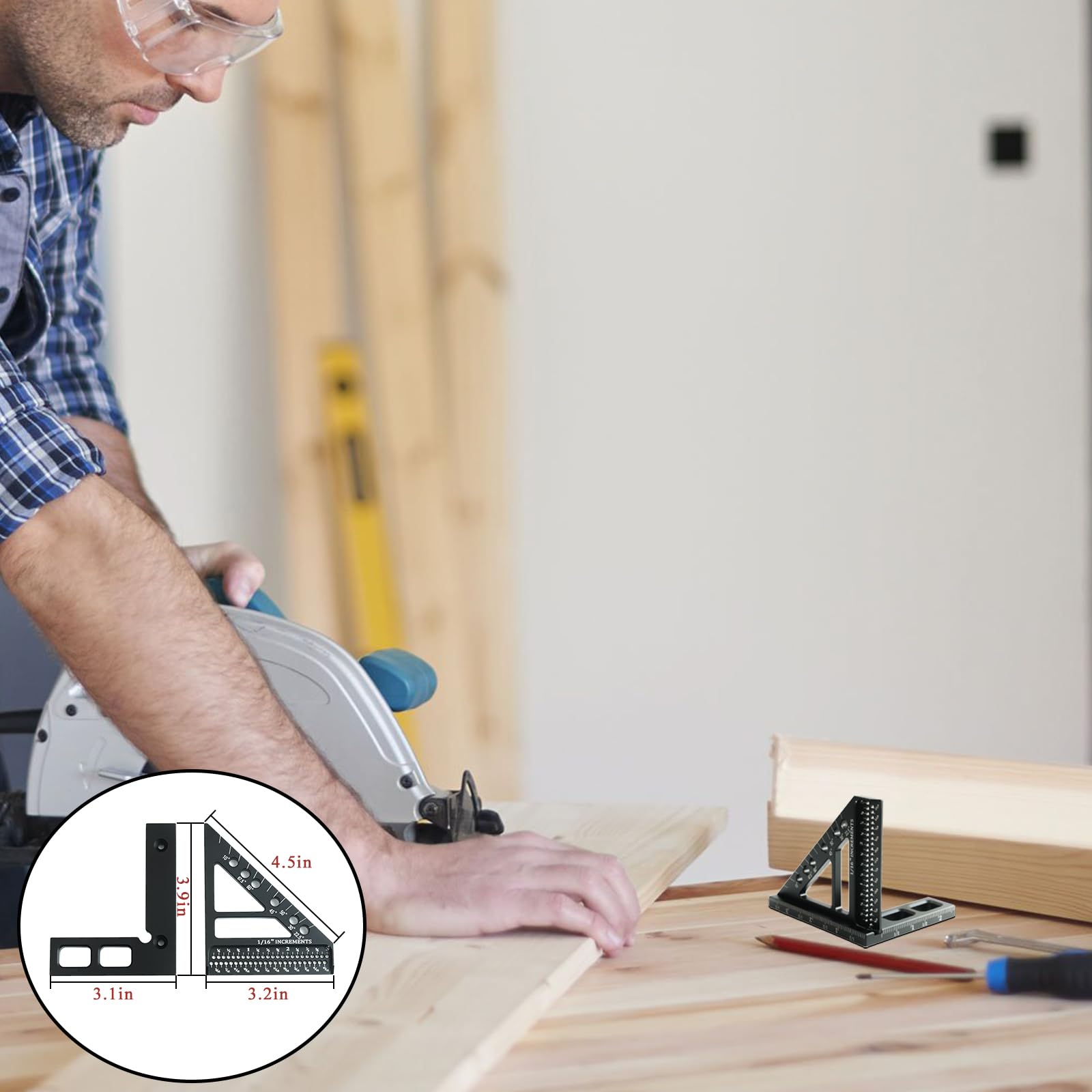 Snapklik.com : Carpenter Square 3D Multi Angle Measuring Ruler ...