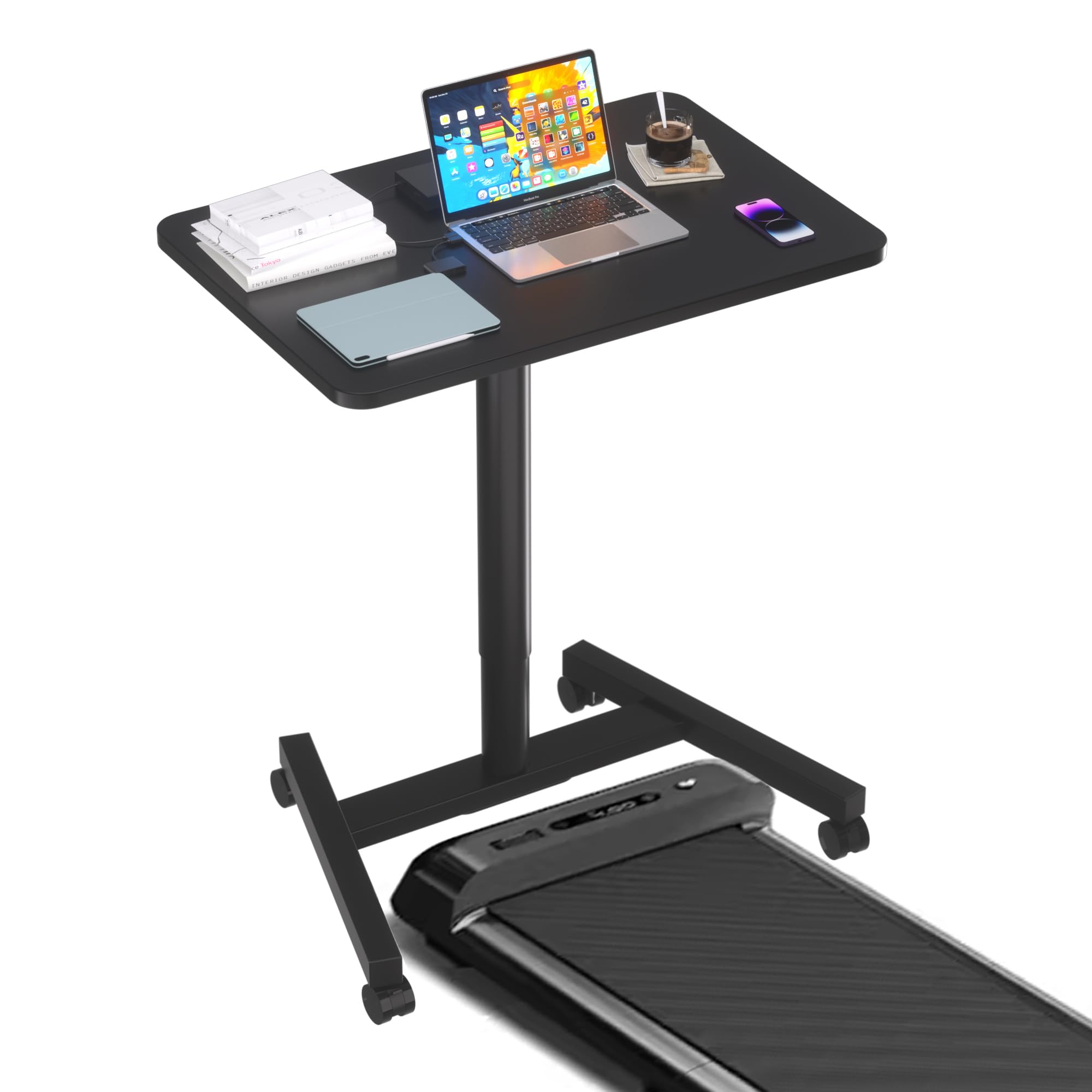 Adjustable Height Pneumatic Desk 28" Mobile Standing Desk With Wheels ...