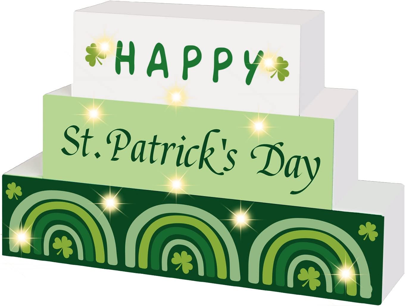 Amazon.com: St Patricks Day Decor, LED Sharmrock Wood Block Sign, St ...