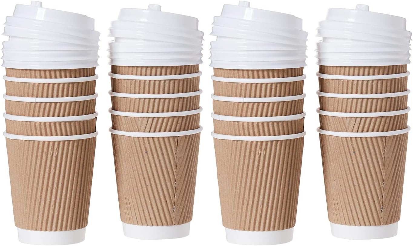 Hotpack Disposable Twin Pack Kraft Ripple Hot & Cold Coffee Cup 8 ounce ...