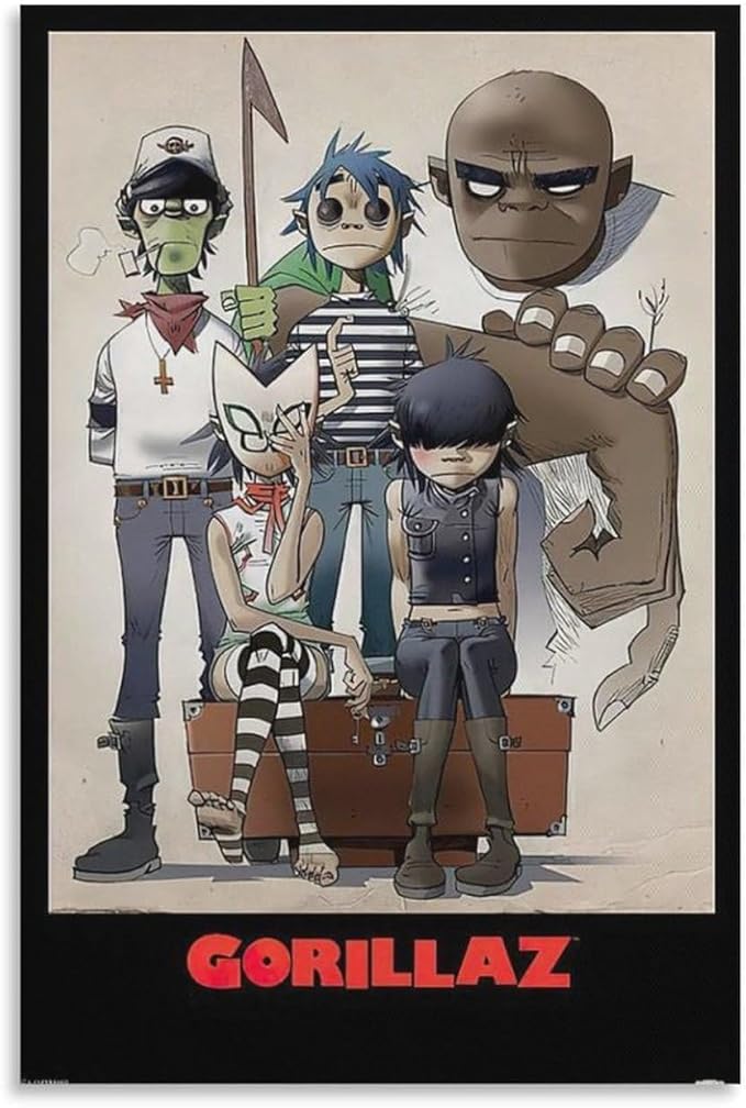 Amazon.com: Gorillaz Poster Music Poster Rock Band Posters Wall Art Paintings Canvas Wall Decor ...