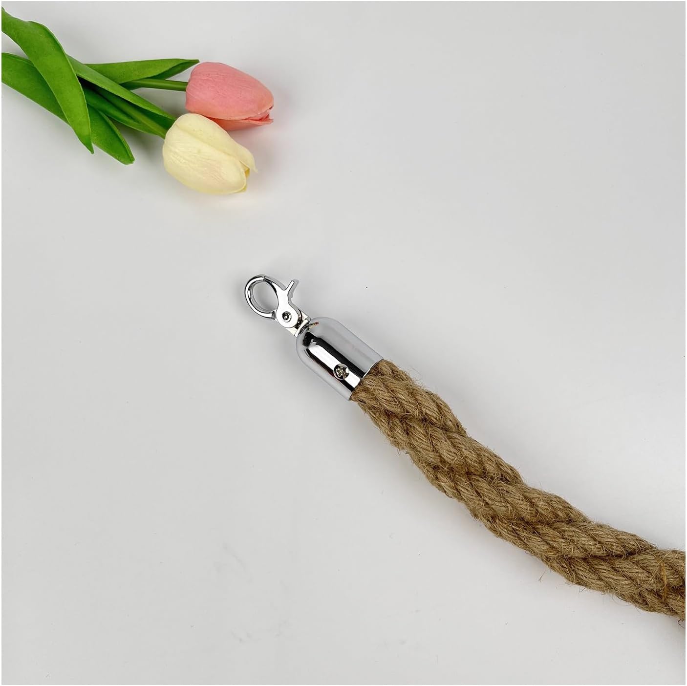 Queue Barrier Ropes with Silver Hooks, Crowd Control Stanchion Rope 2Ft ...