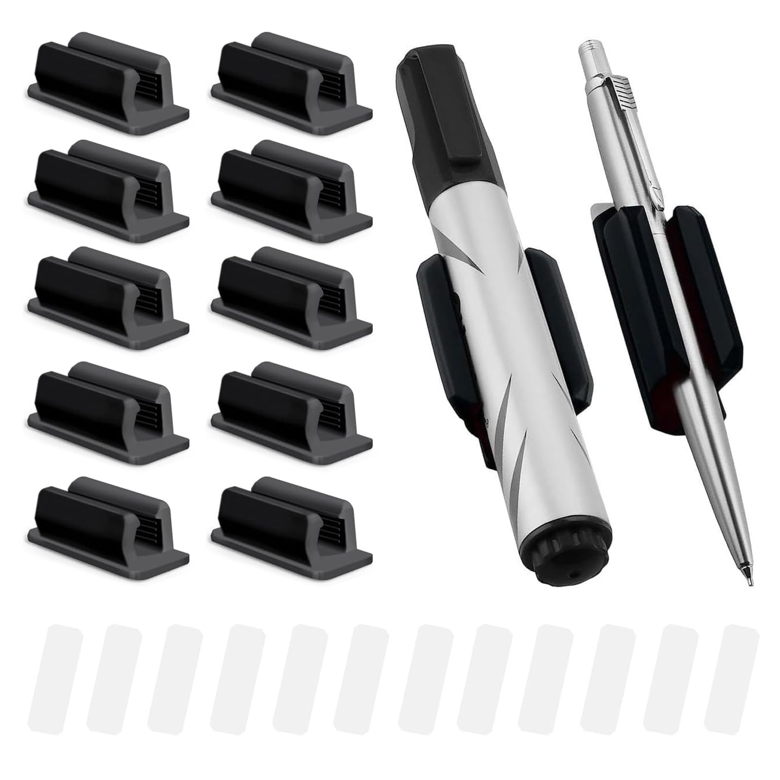 10PCS Silicone Adhesive Pen Holders for Clipboard and Wall with Marker ...