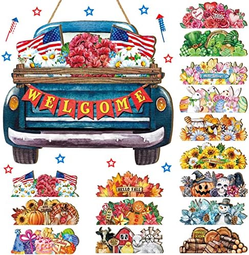 Amazon.com : Geetery Interchangeable Welcome Sign for Front Door Blue ...